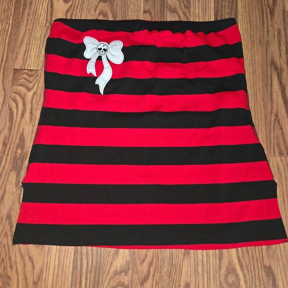 Hot Topic | Tops | New Goth Scene Hot Topic Redblack Skeleton Bow Tube ...
